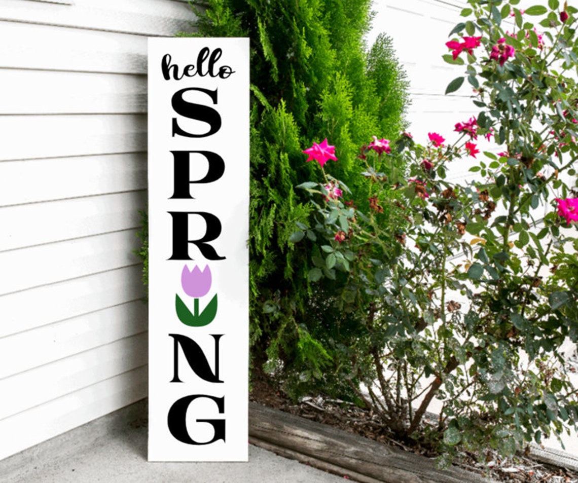 Hello Spring Wood Front Porch Sign | Spring Porch Decor | Spring Front ...