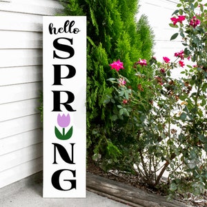 Hello Spring Wood Front Porch Sign | Spring Porch Decor | Spring Front ...