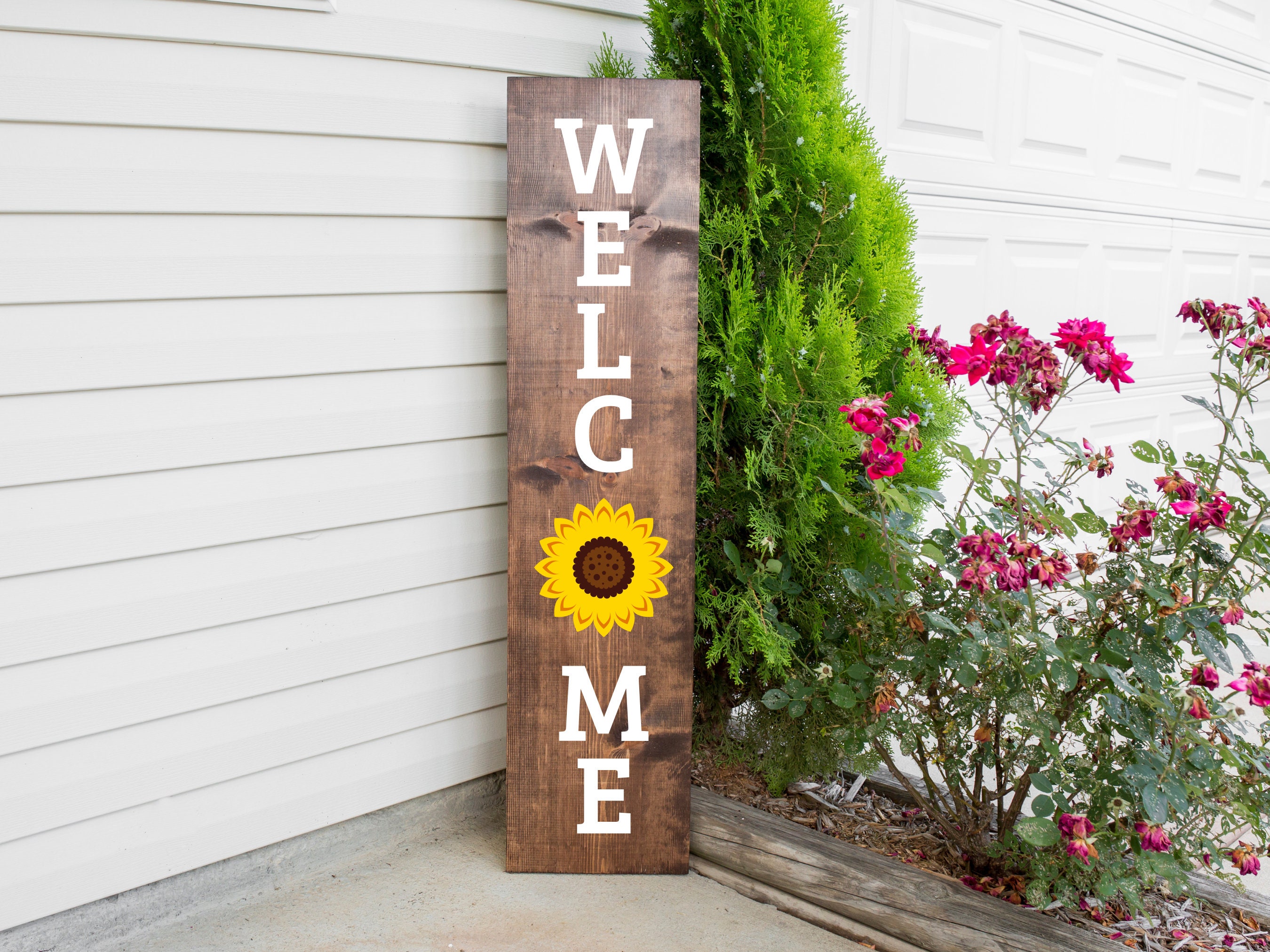 Sunflower Welcome Front Porch Sign | Wood Front Porch Sign | Welcome ...