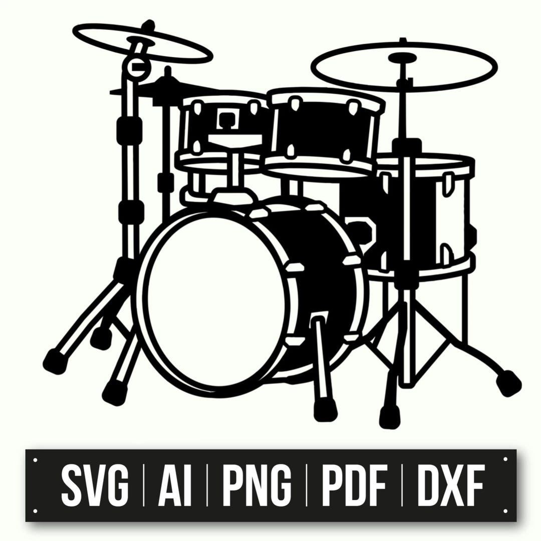 Drum Set Vector Art | Instant Download | Drum Kit SVG PNG | Musician ...