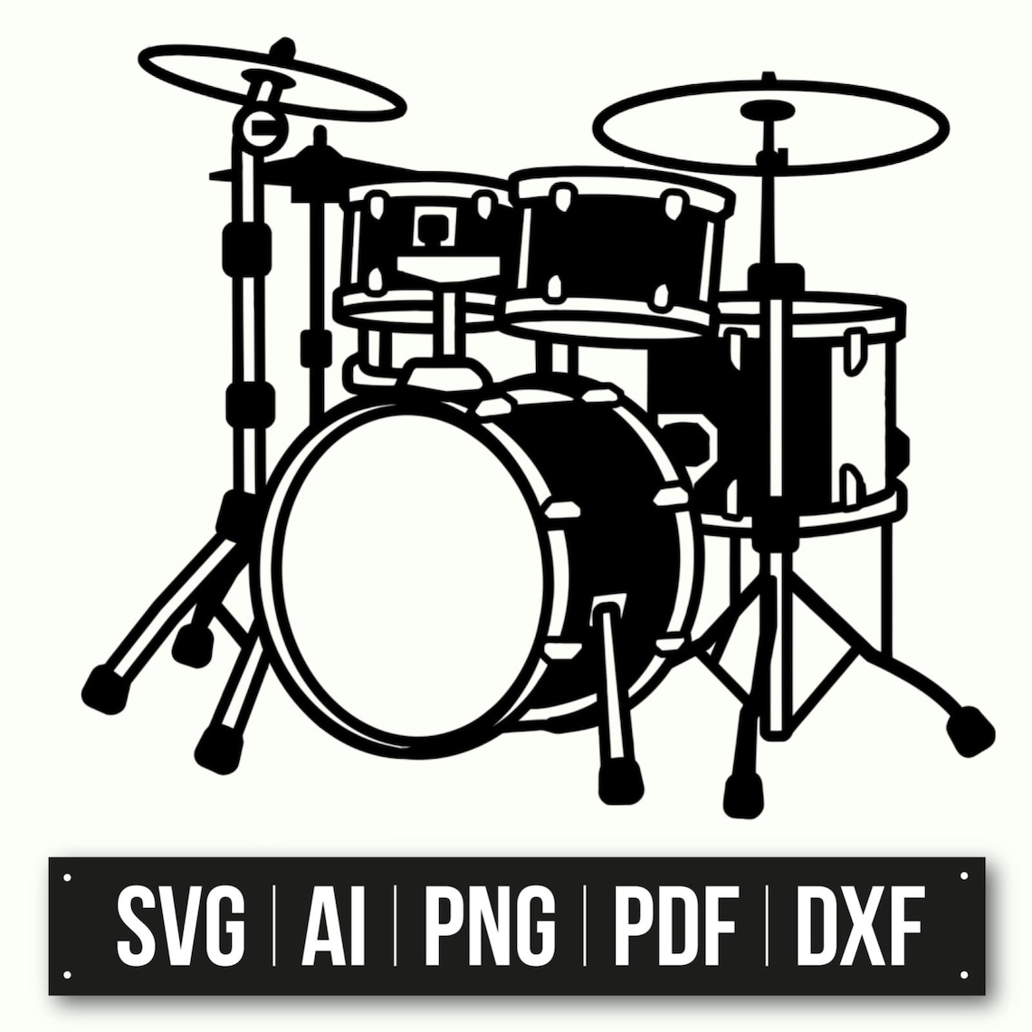 Drum Set Vector Art | Instant Download | Drum Kit SVG PNG | Musician ...