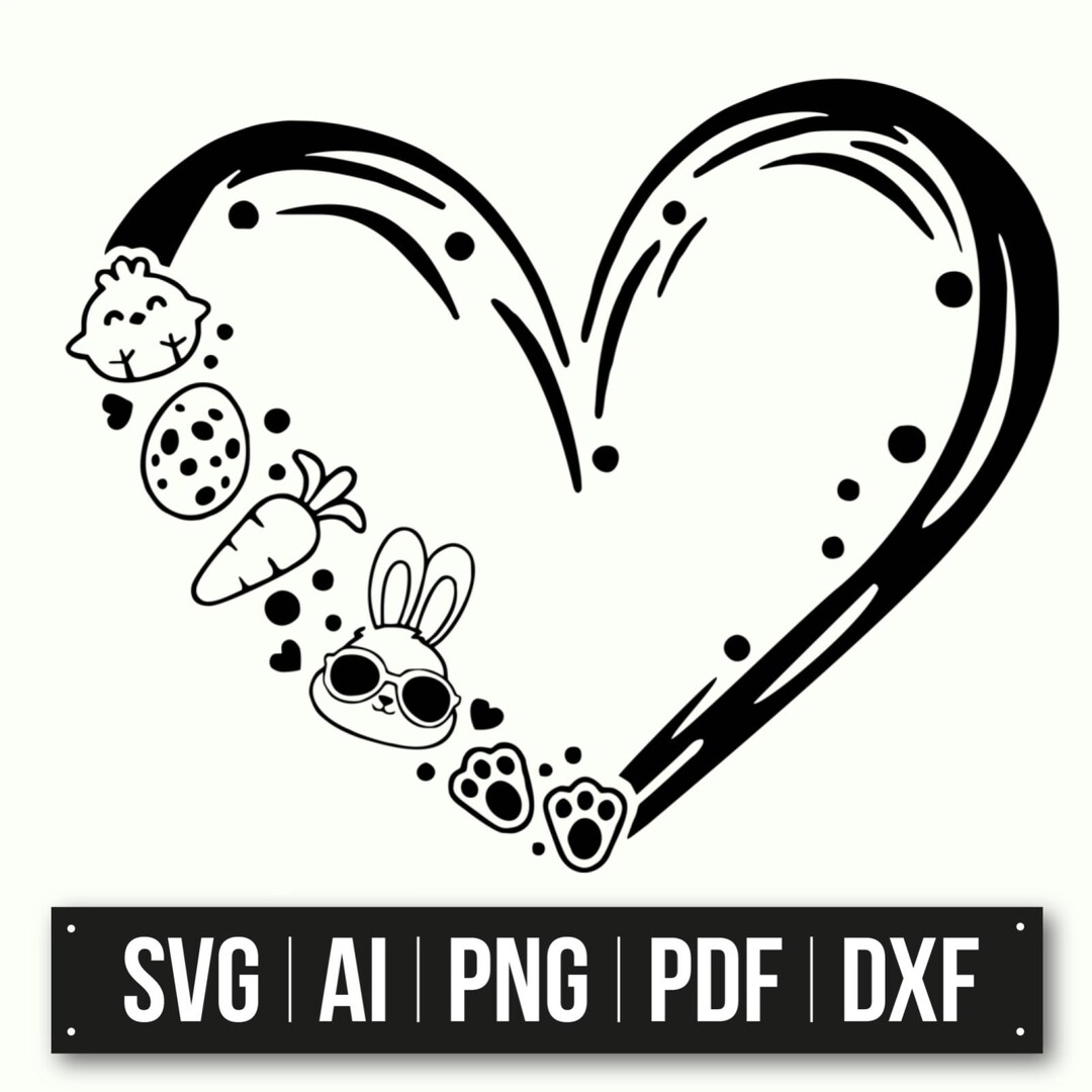 Easter Bunny Heart Design | Cute Rabbit Illustration | Easter Clipart ...