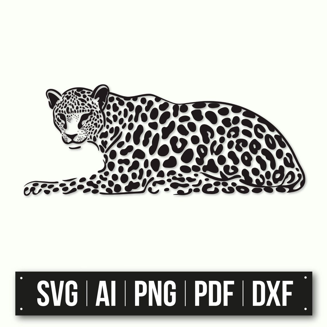 Leopard Outline Vector Design | Instant Download | Black and White SVG ...