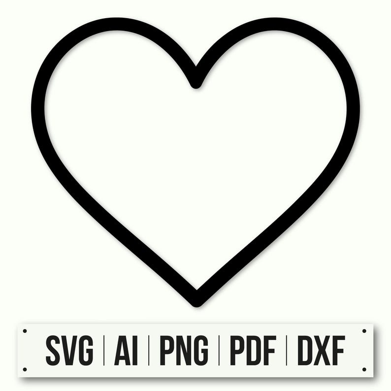 Simple Heart Outline Svg | Minimalist Style | Drawn Heart Svg | Instant ...