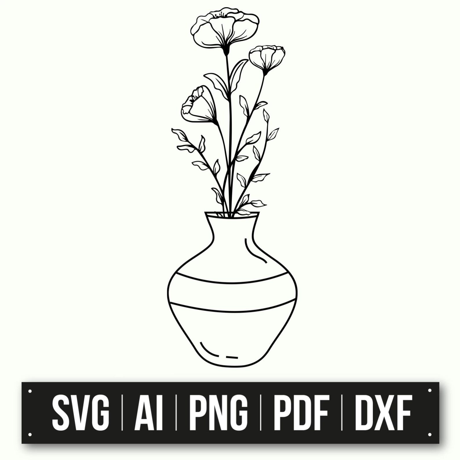 Flower Vase Svg | Instant Download | Floral Bouquet Svg | Botanical Svg ...