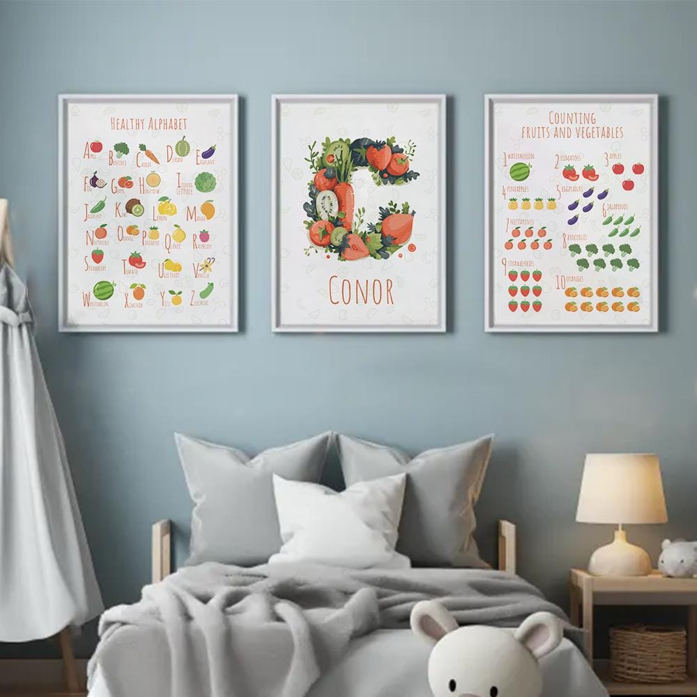 Fruit and Vegetable Counting SVG | Editable Preschool Poster for Kids ...