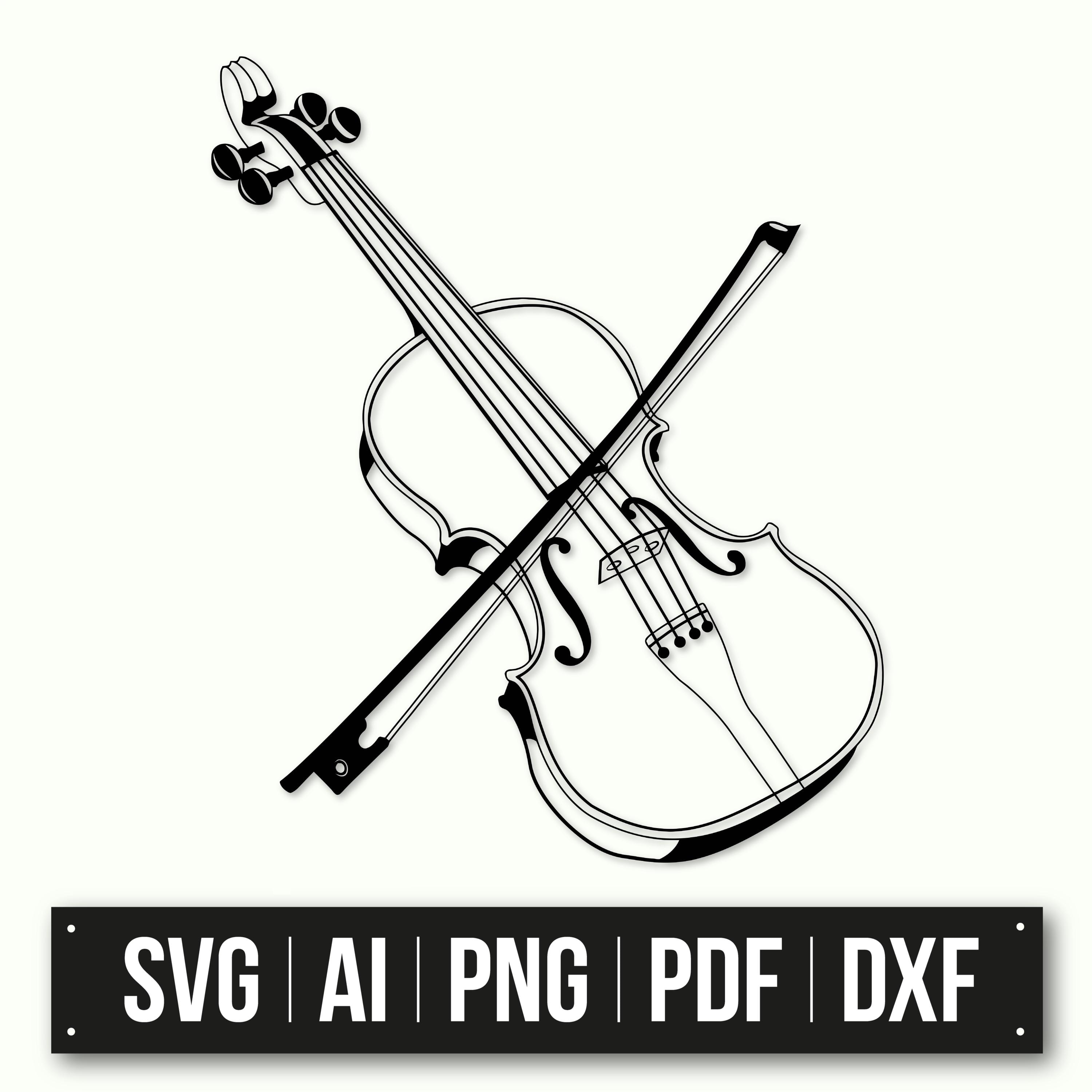 Violin Line Art With Musical Notes | Instant Download | Violin SVG Cut ...
