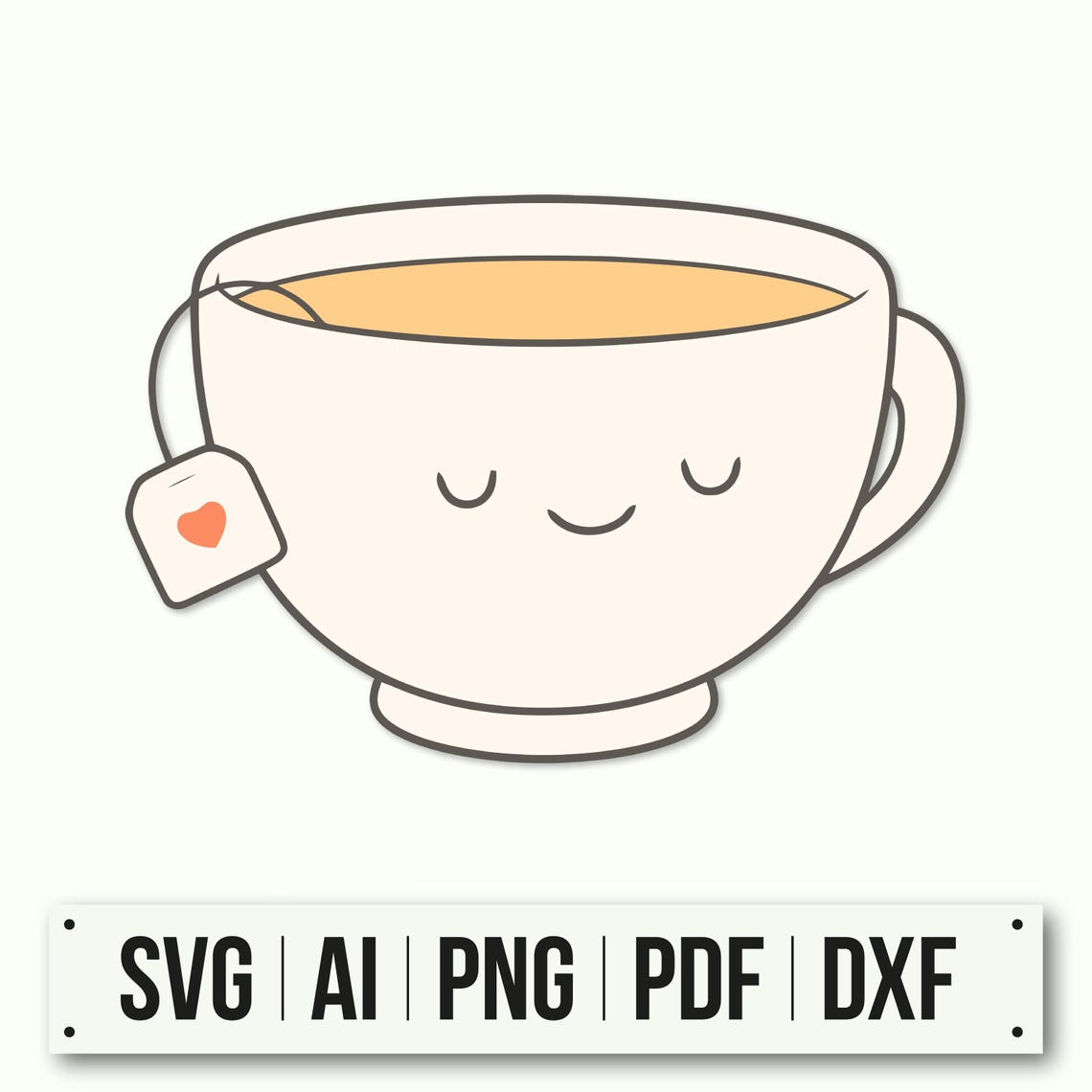 Cute Tea Cup Illustration | Kawaii Tea Mug Design | Instant Download ...
