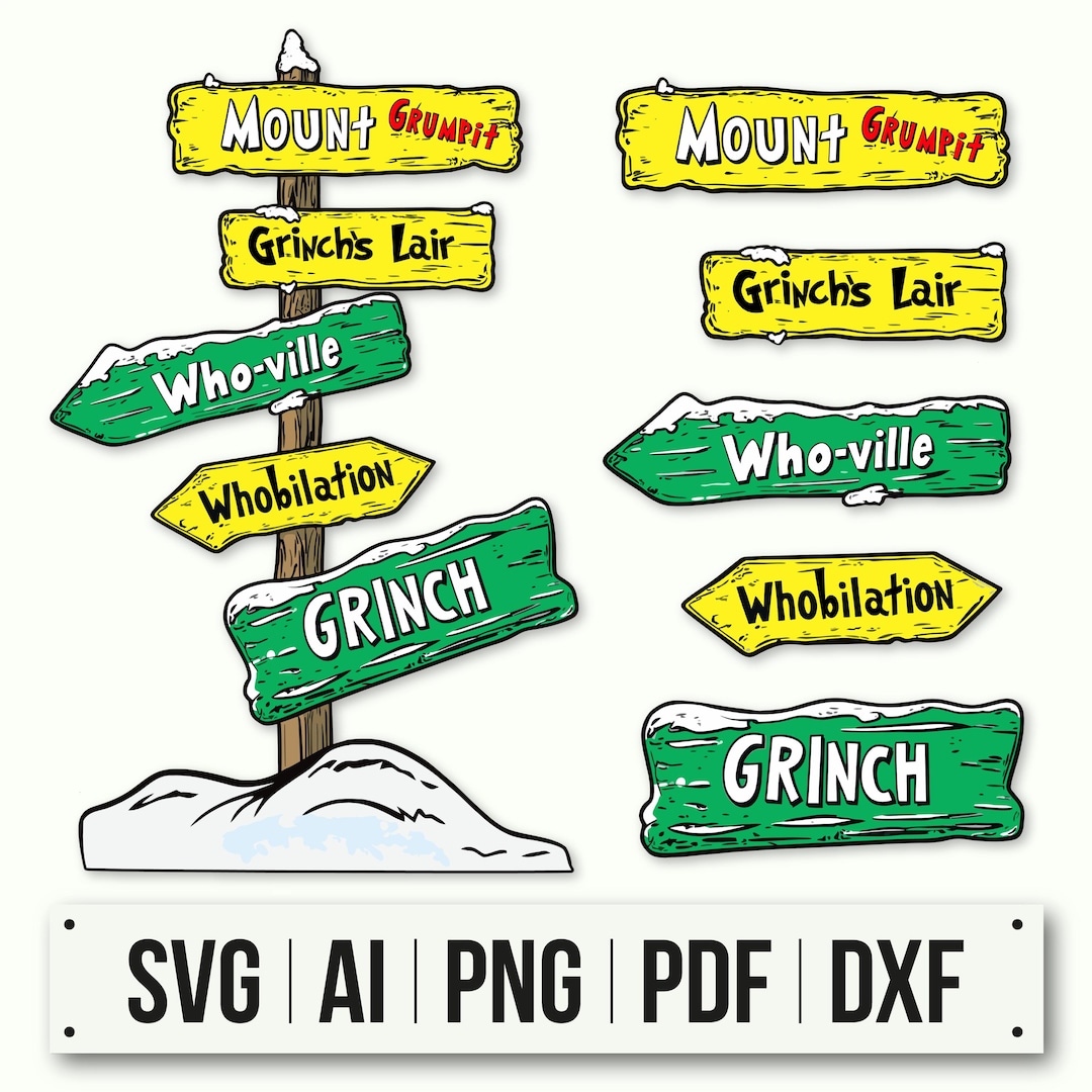 Bundle Street Sign Whoville SVG | Instant Download Road Sign Grinch ...