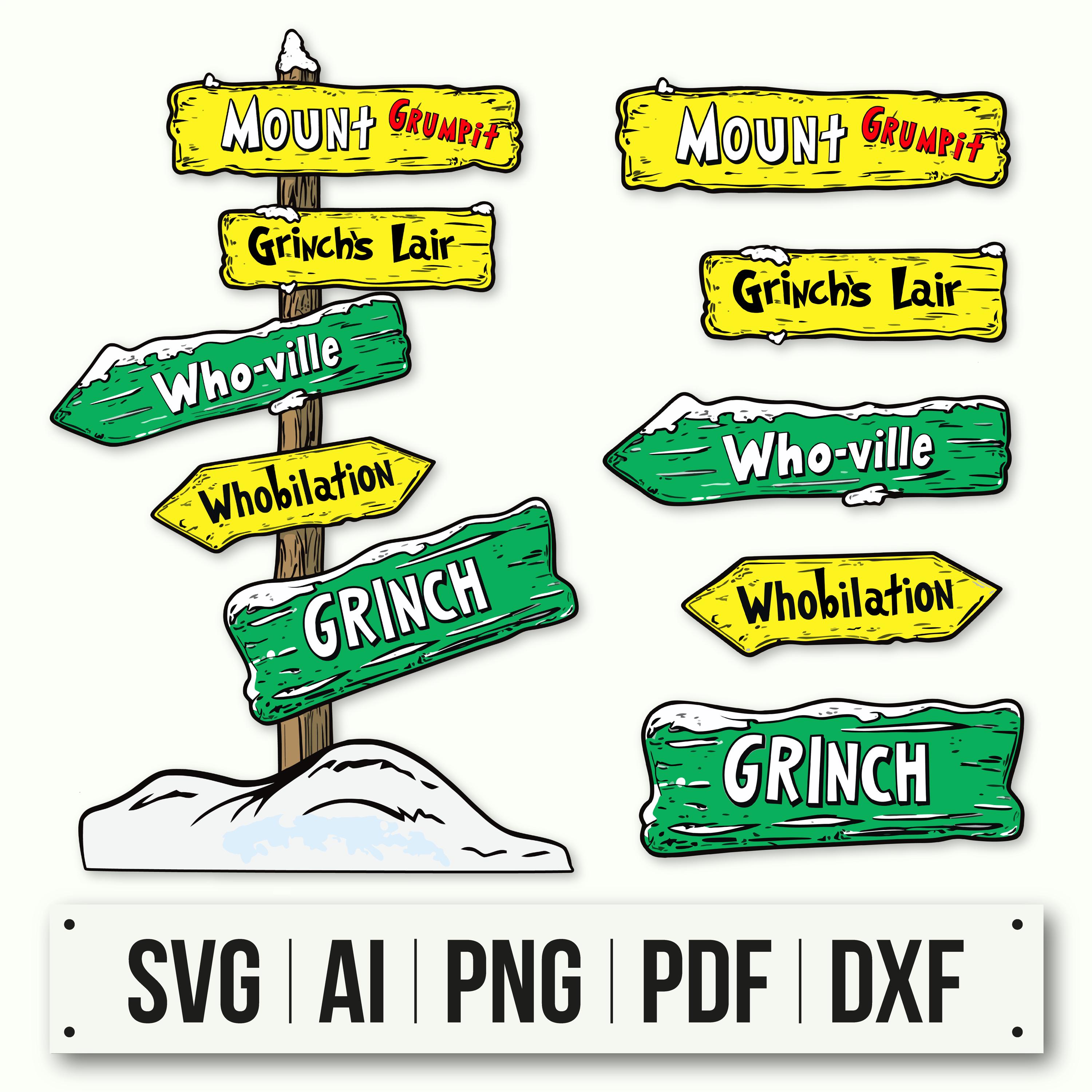 Bundle Street Sign Whoville SVG | Instant Download Road Sign Grinch ...