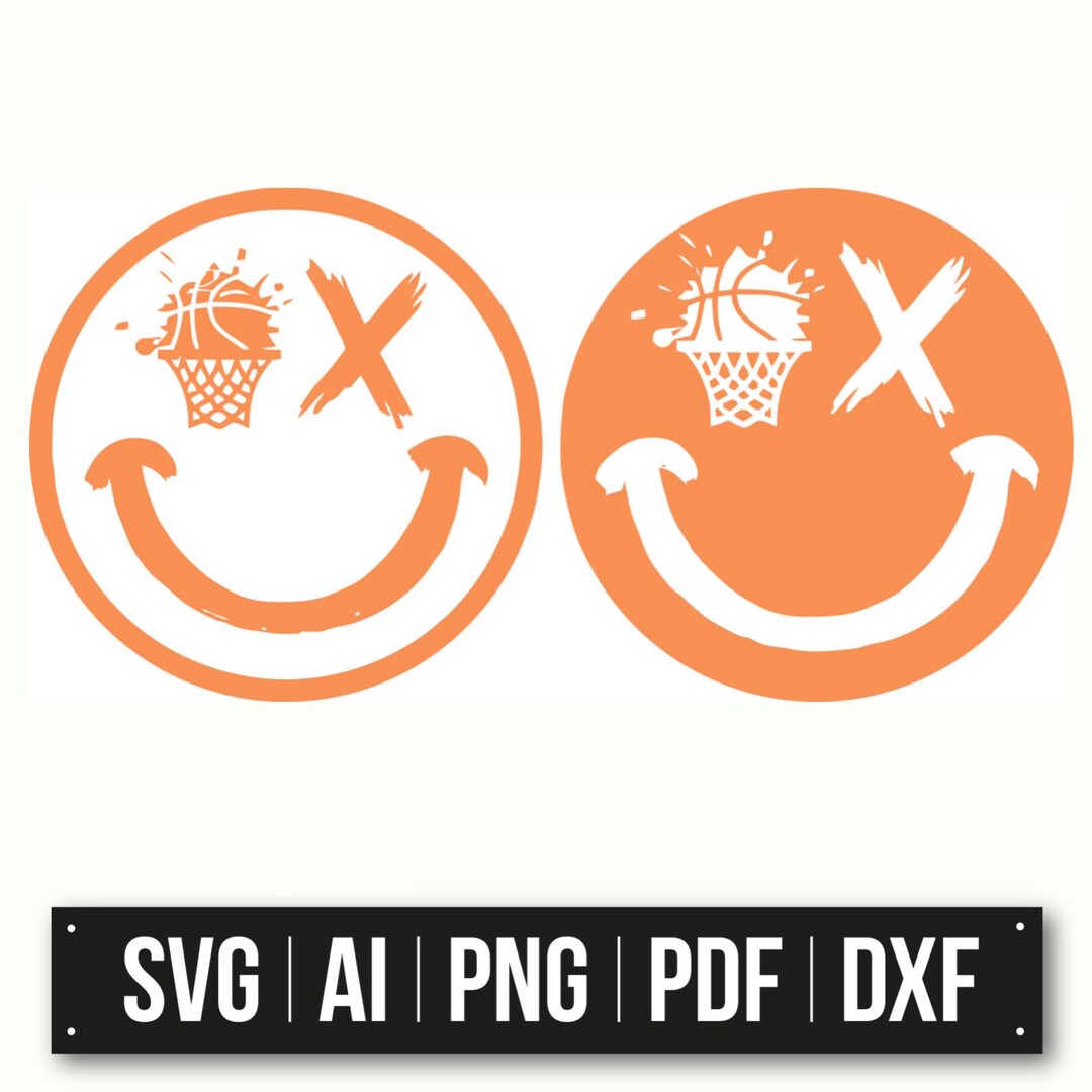 Basketball Themed Design | Smiley Face Art | SVG AI Png Pdf Dxf ...