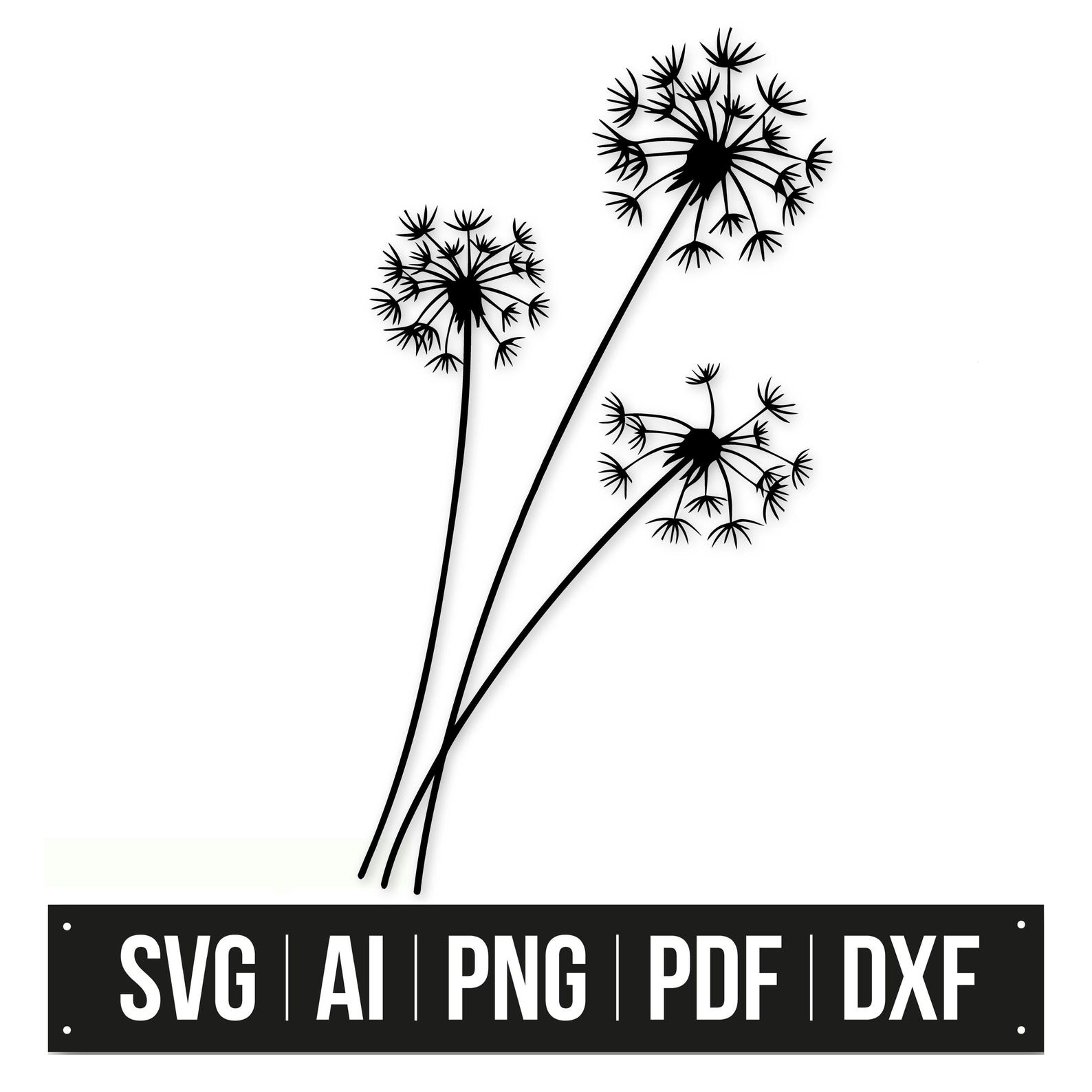 Dandelion Silhouette | Flower Cricut Files | Instant Download ...