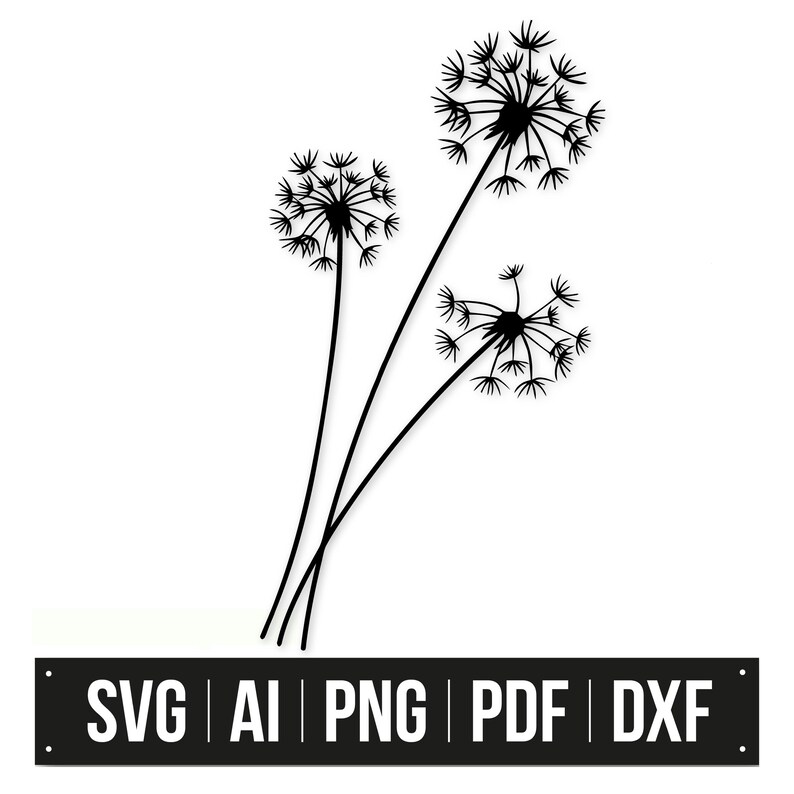 Dandelion Silhouette | Flower Cricut Files | Instant Download ...