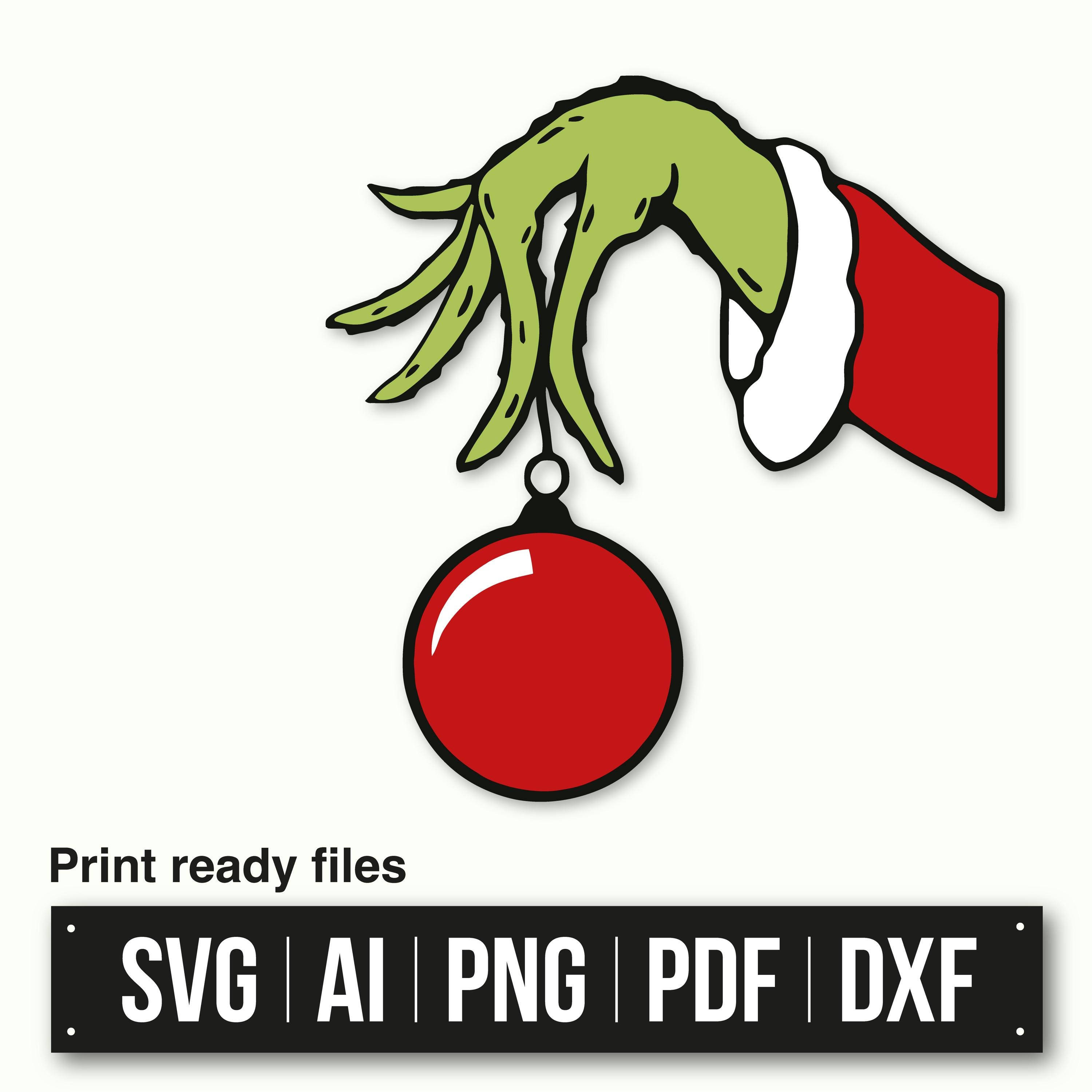 Grinch Hand SVG | Grinch Face Svg | Grinch Face and Hand With Ornament ...