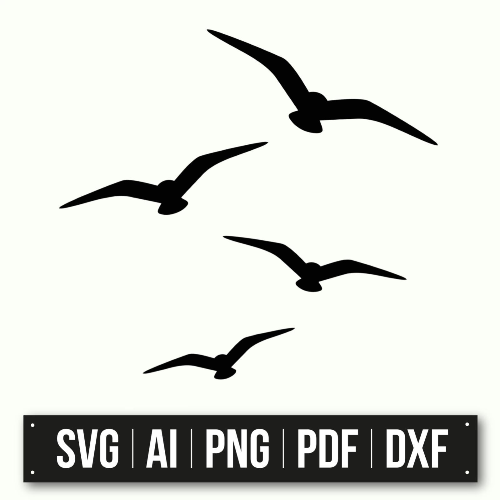 Flying Seagull Silhouette Vector | Instant Download | Seagull SVG PNG ...