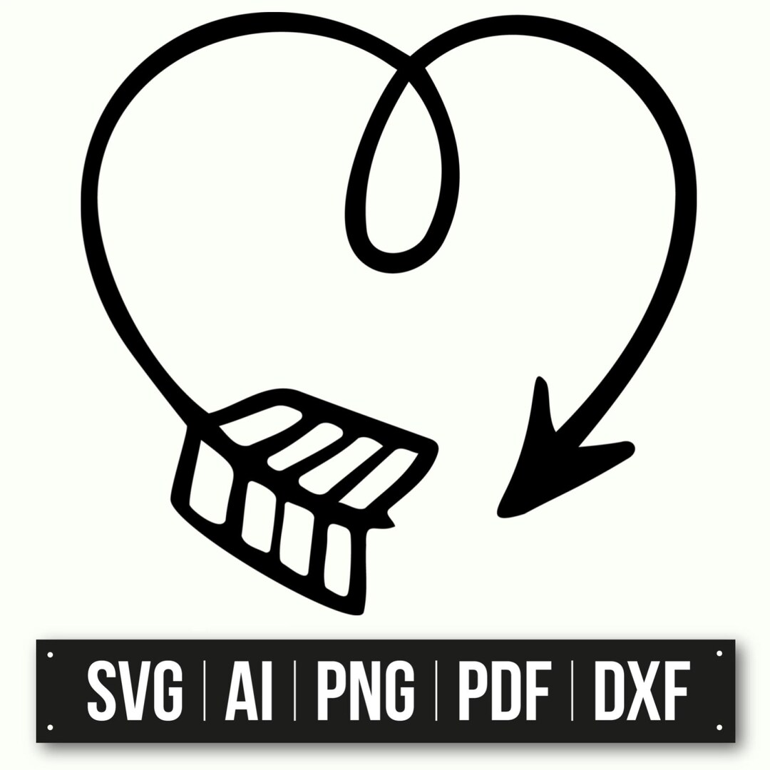 Minimalist Heart With Arrow and Feather Design | Instant Download ...
