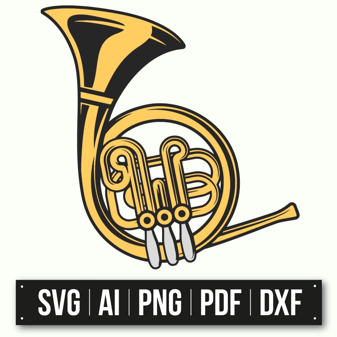 French Horn Vector Graphic | Musical Illustration | Yellow Black Design ...