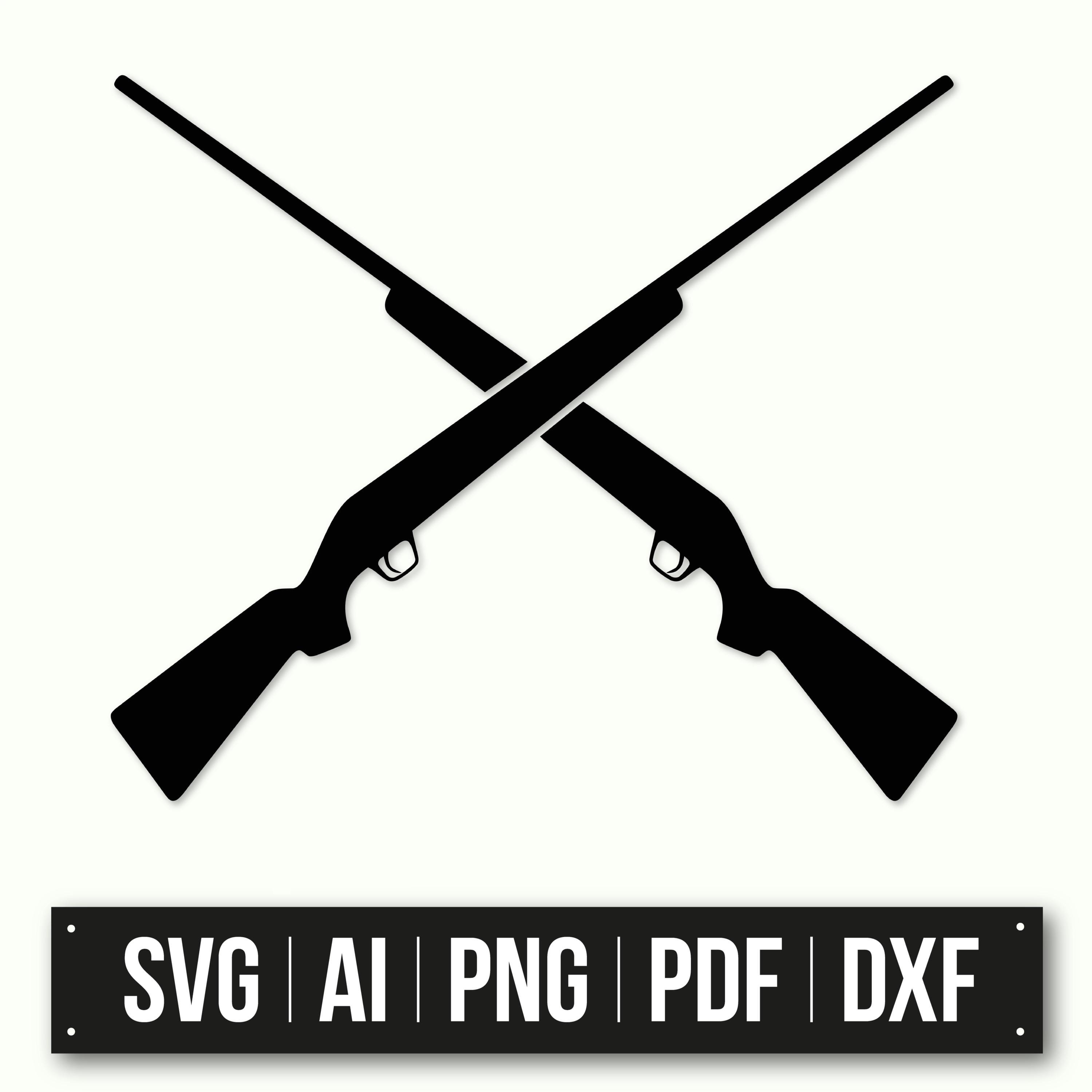 Crossed Rifles Silhouette | Instant Download | Hunting Decor SVG ...