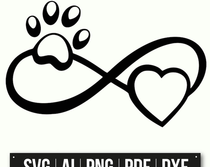 Infinity Paw Print Heart Symbol SVG - Etsy Canada