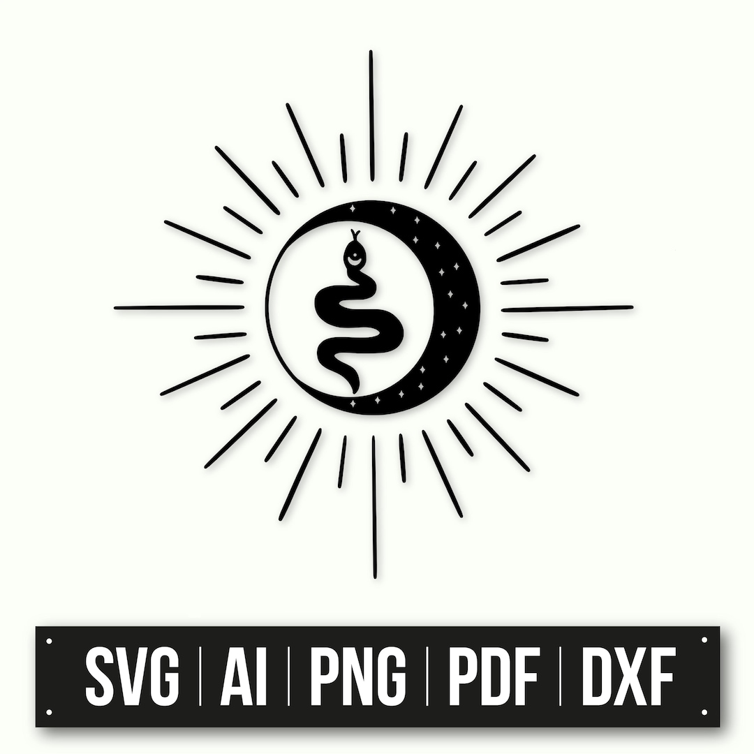 Celestial Snake Svg | Mystical Snake Cut File | Serpent Clipart for ...