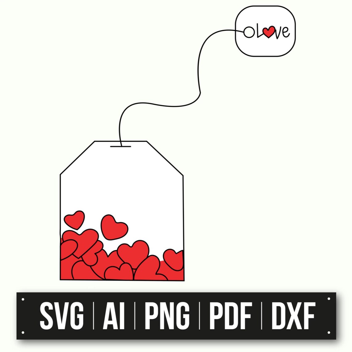 Love Tea Bag Design | Romantic Tea Bag Art | Valentine's Day SVG ...