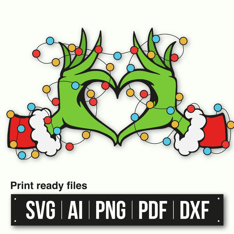 Grinch Heart Clipart - Etsy