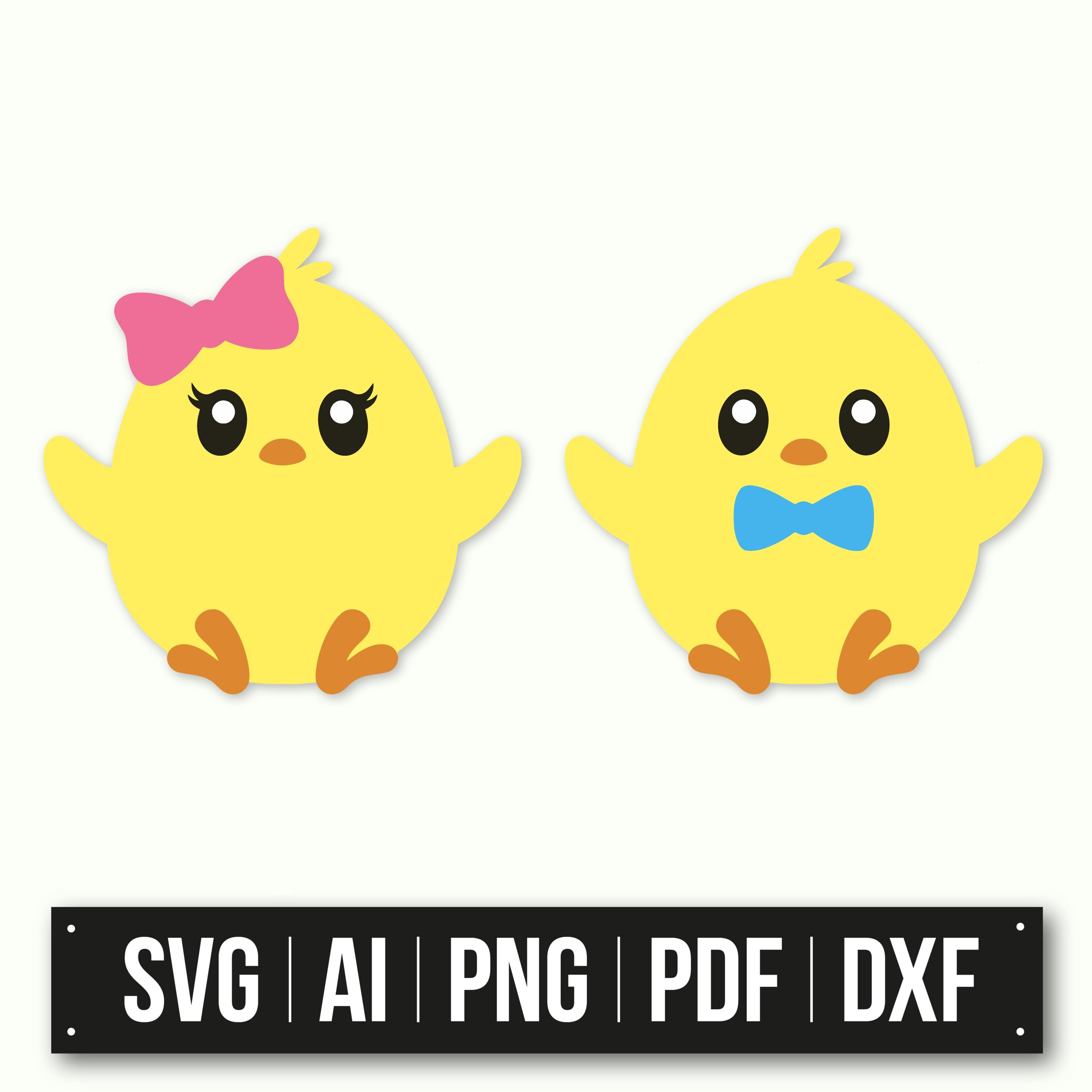 Cute Cartoon Chickens With Bows | Instant Download | Baby Shower Decor ...