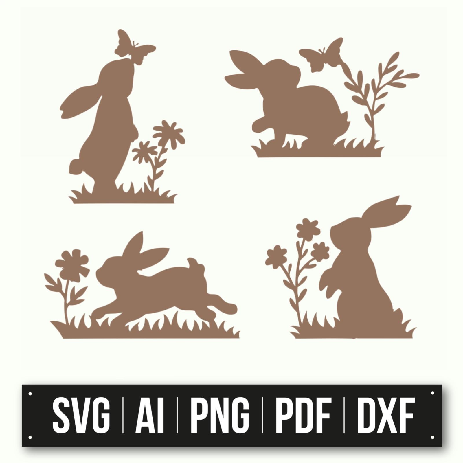 Rabbit Silhouette | Bunny Cut File | Spring Decor | Easter Craft ...