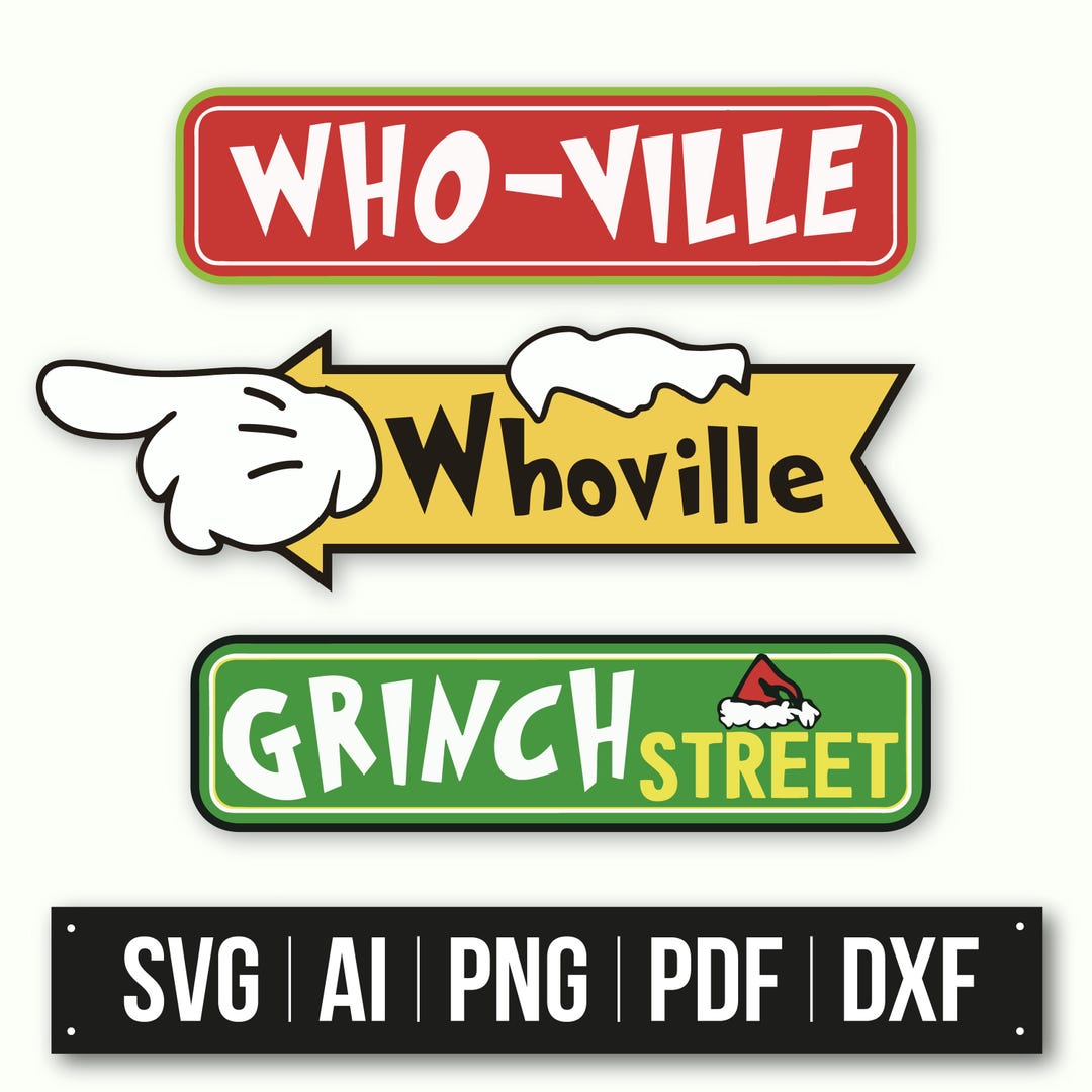Whoville Yard Sign SVG| Grinch Sign Post and Signs SVG| Grinch SVG ...