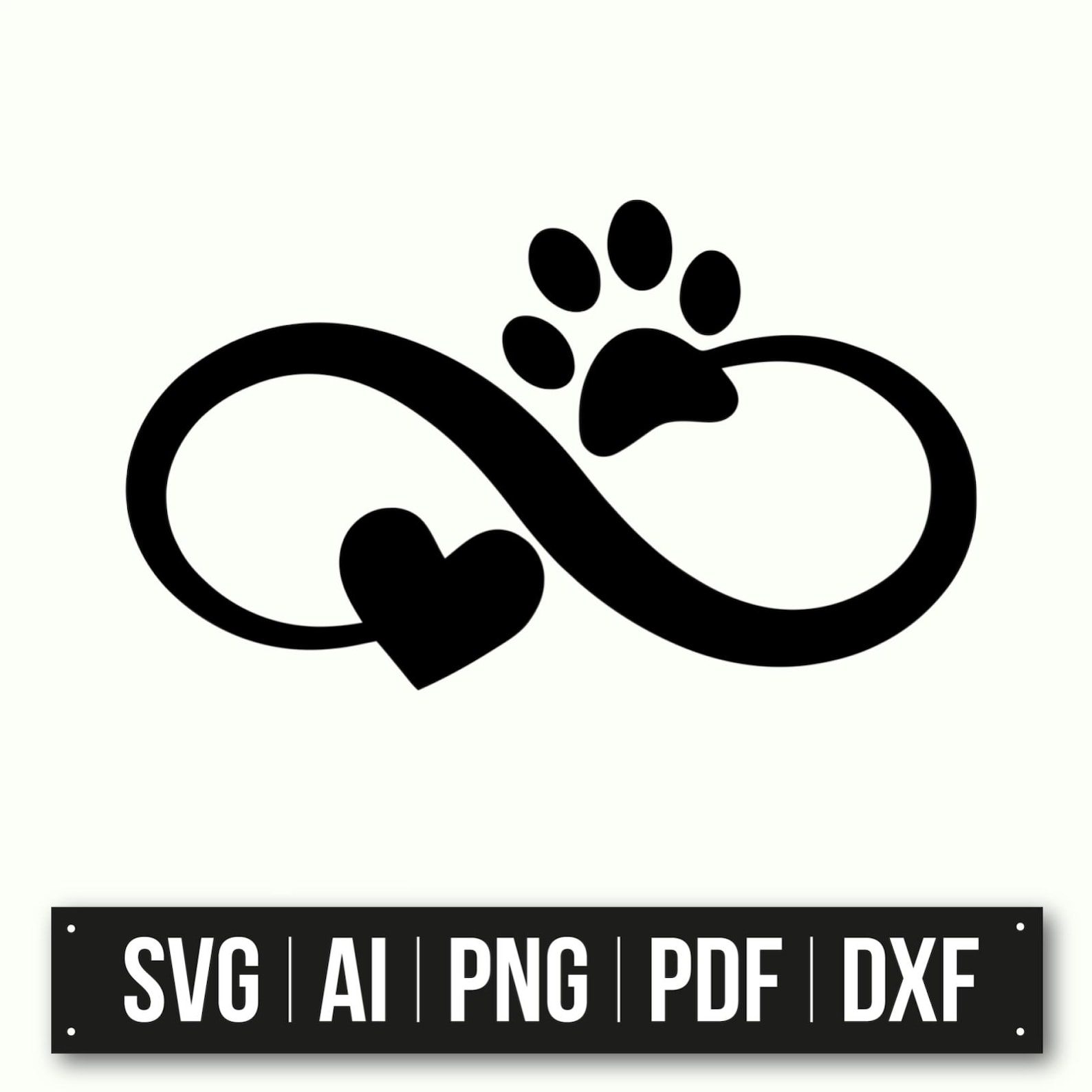 Infinity Symbol With Animal Paw and Heart | Pet Lover Design | SVG AI ...