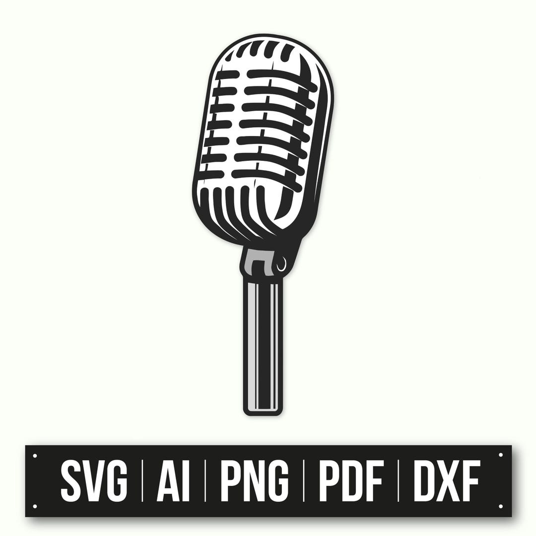 Retro Microphone Vector Art | Vintage Mic Clipart | Music Vector Art ...
