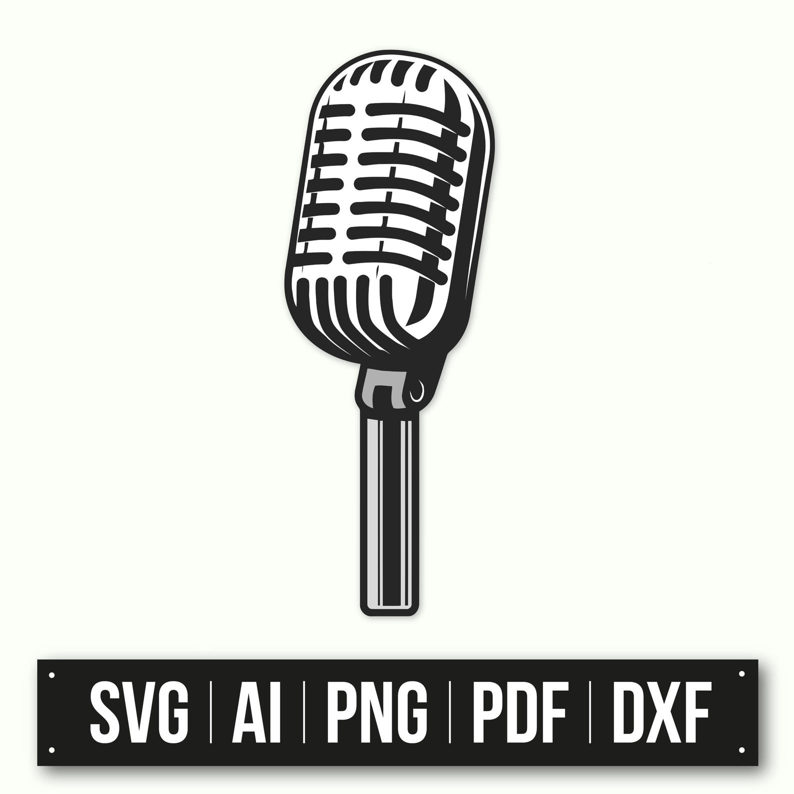 Retro Microphone Vector Art | Vintage Mic Clipart | Music Vector Art ...