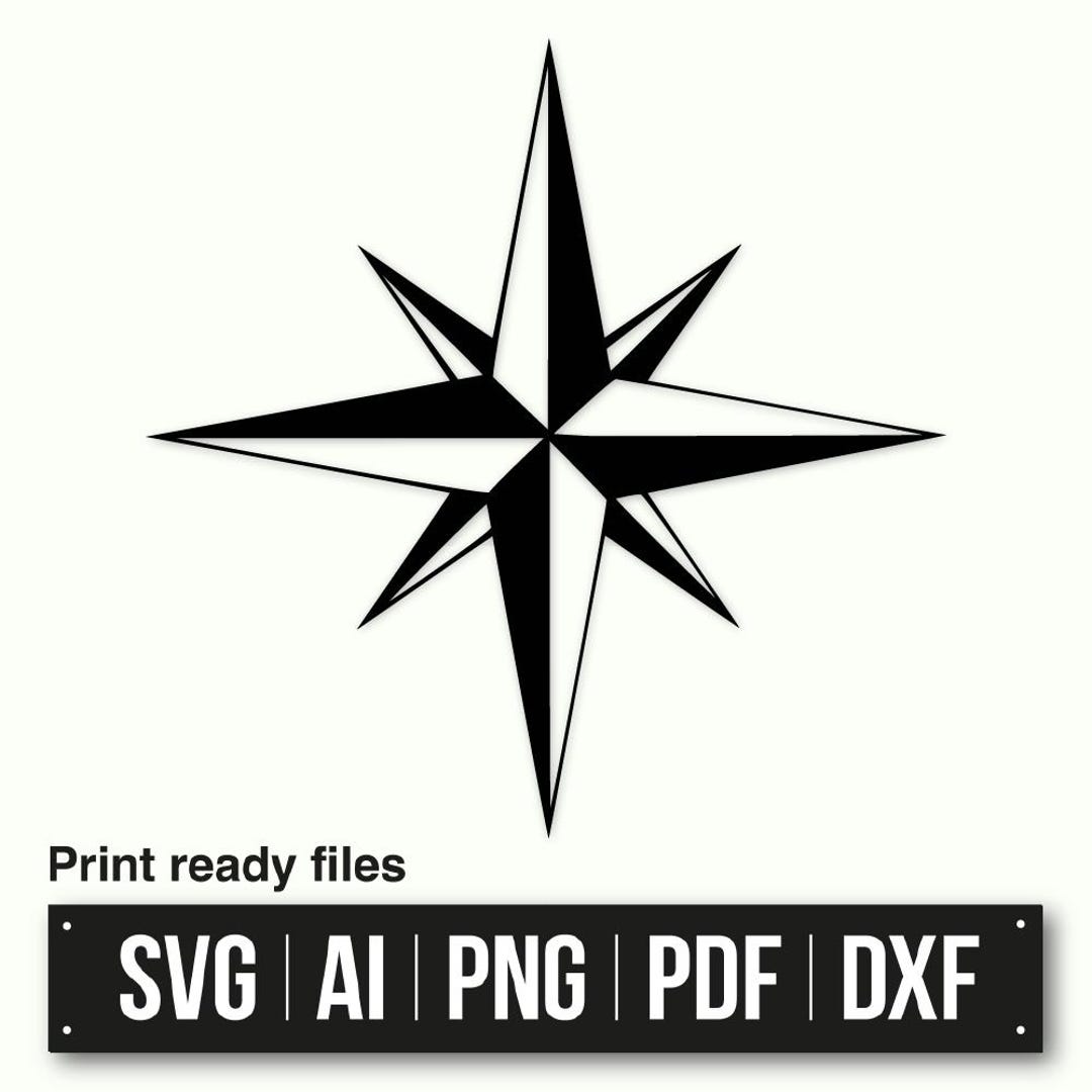 Compass Rose Svg for Cricut and Laser | Nautical Wind Star Vector Dxf ...