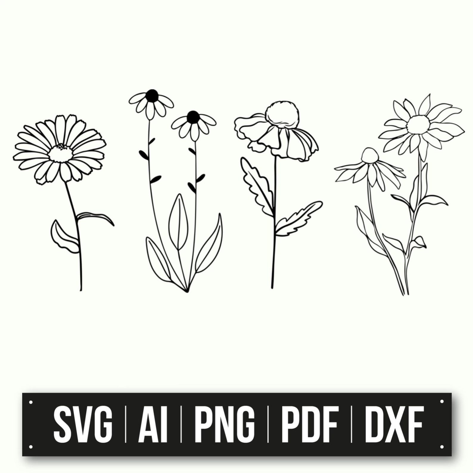 Minimalist Flower Vector Art Set | Instant Download | Floral SVG Bundle ...