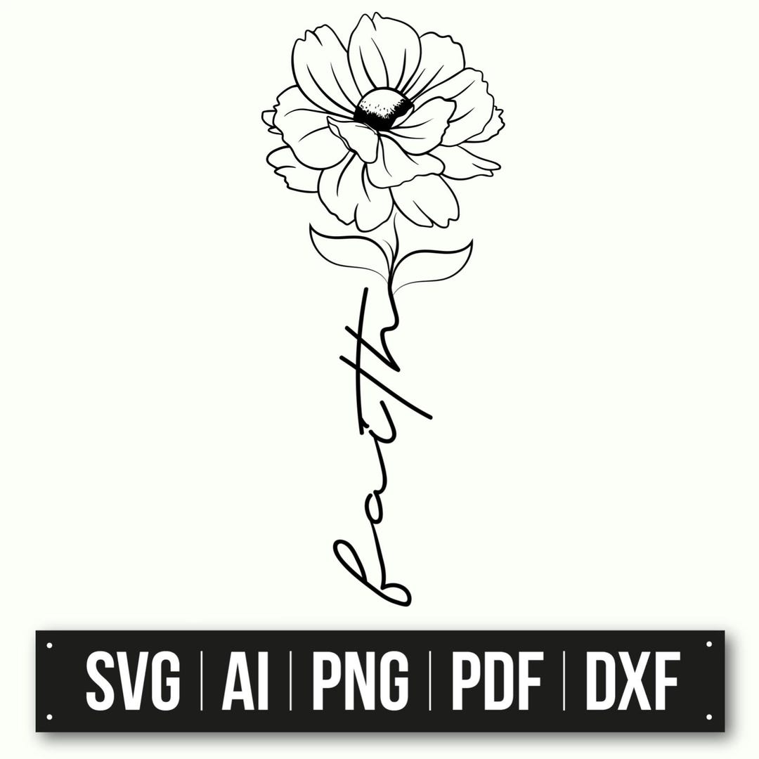 Minimalist Faith Flower Design | Inspirational SVG | Floral Line Art ...