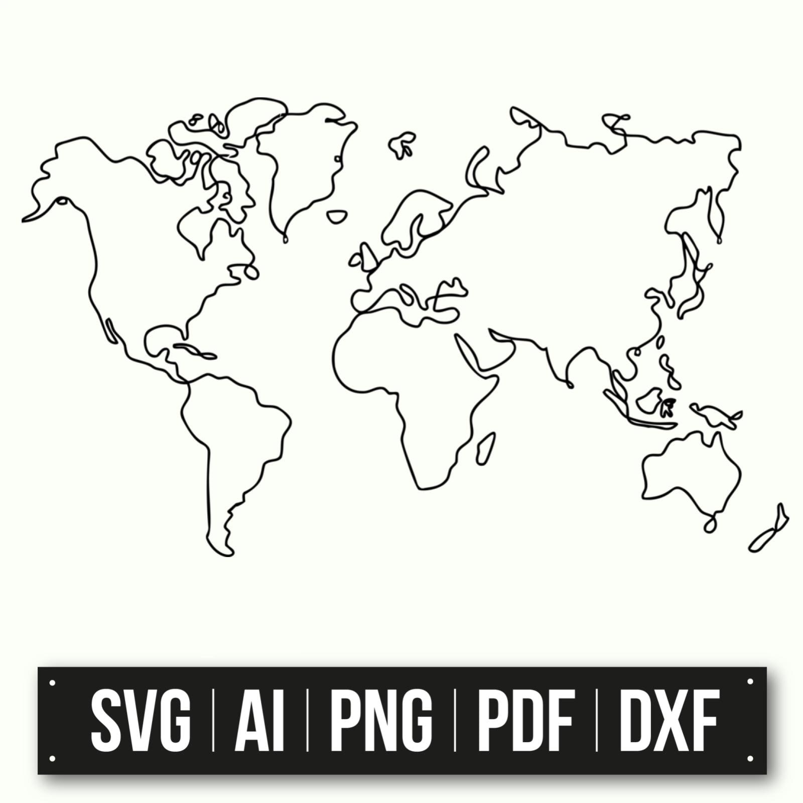 Minimalist World Map Outline | Instant Download | Vector Map SVG | Home ...
