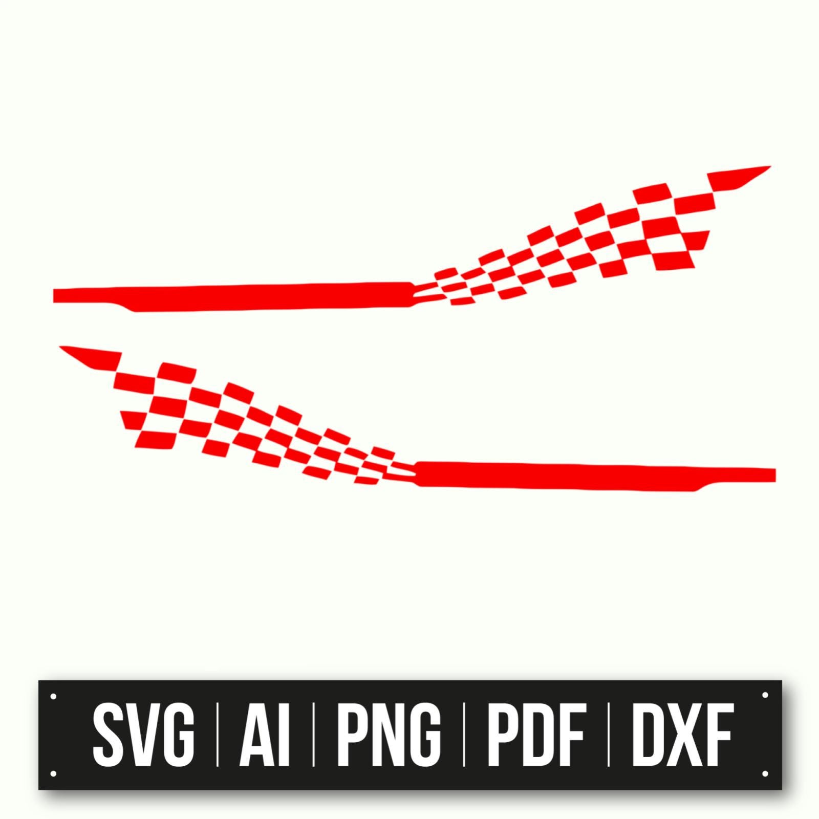 Racing Stripe Decal | Checkered Flag Design | Car Vinyl Sticker ...