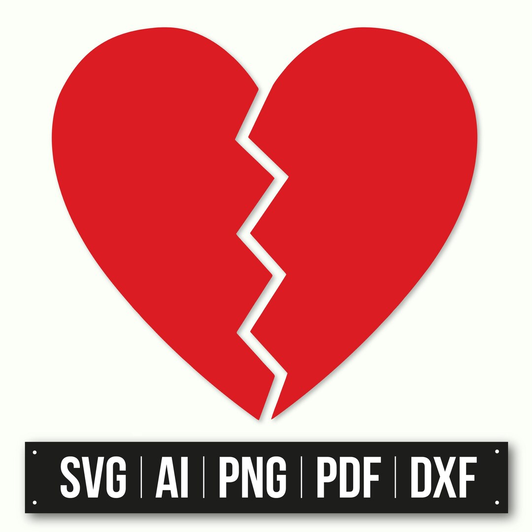 Red Broken Heart Clipart | Instant Download | Heart SVG | Valentine's ...