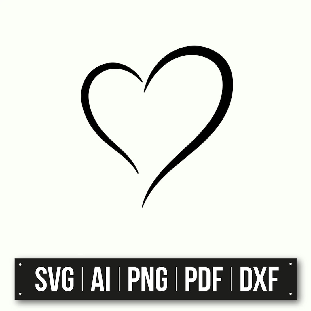 Minimalist Heart Design | Black and White Art | Heart SVG File | Love ...
