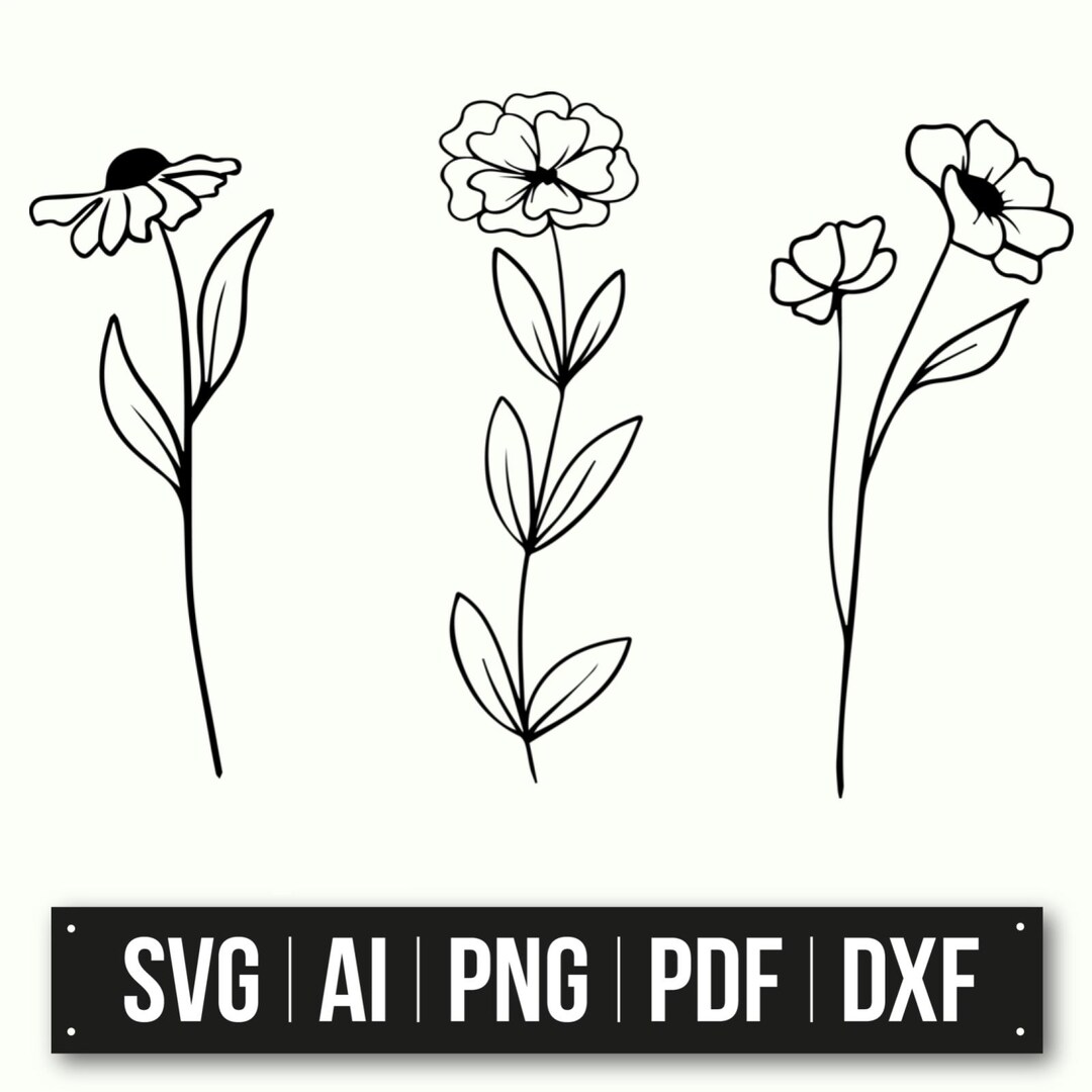 Minimalist Flower Clipart | Botanical Line Art | Floral Vector Design ...