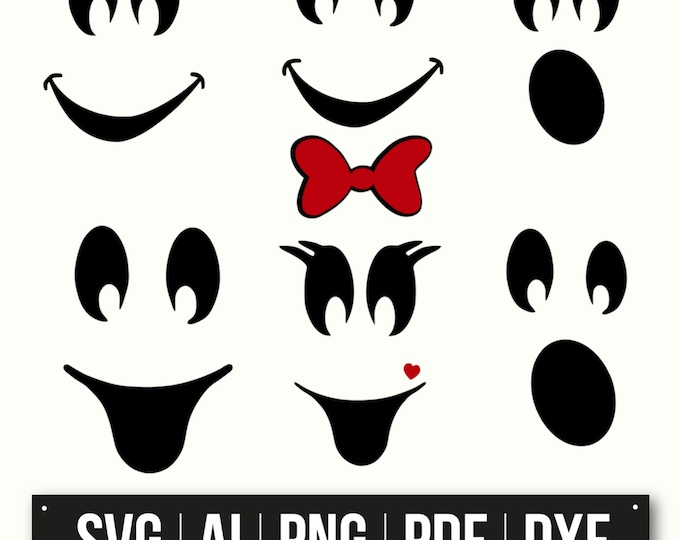 Facial Expressions SVG. Simple Cartoon Faces SVG. Instant Digital ...