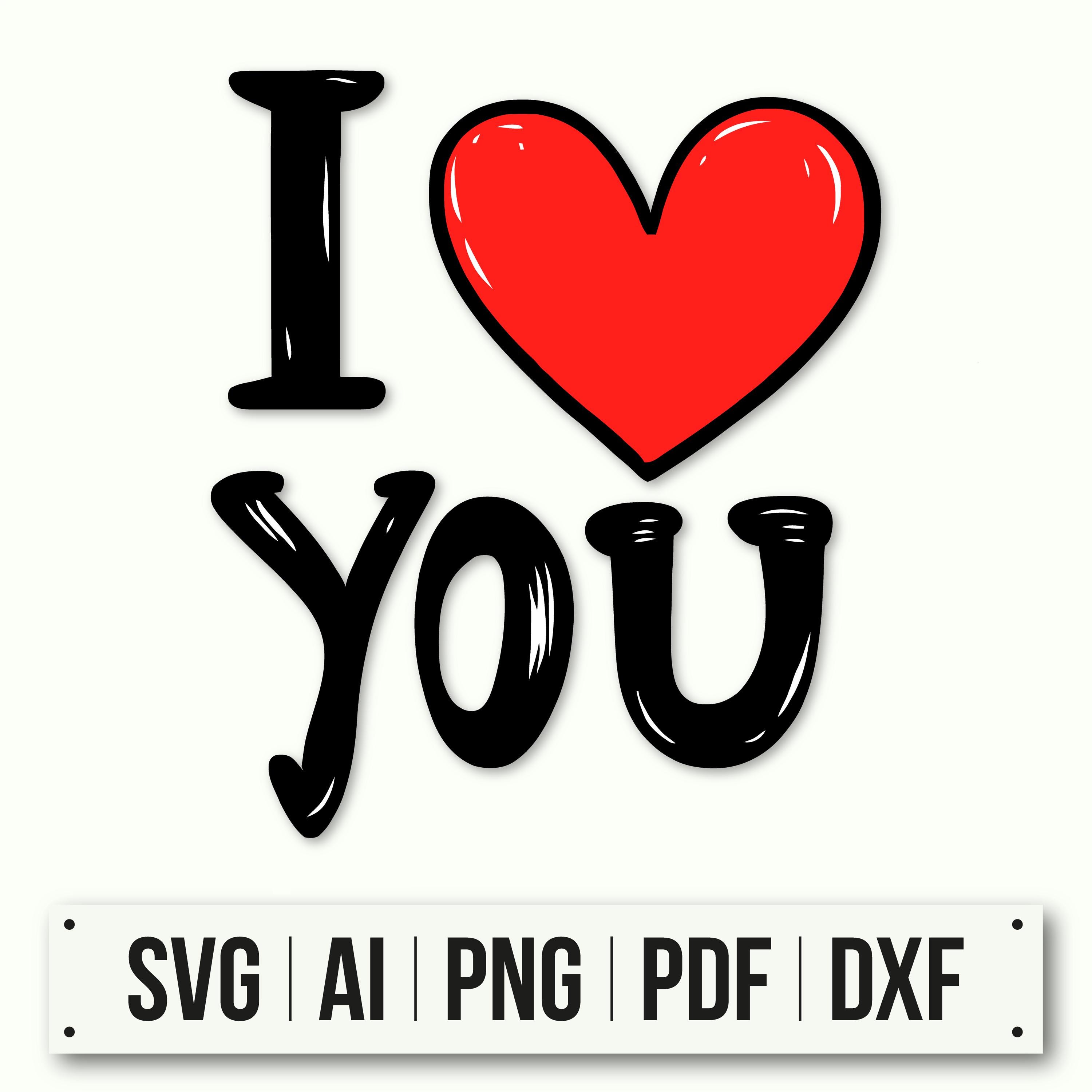 I Love You SVG | Romantic Heart Clipart | Minimalist Style | Drawn ...