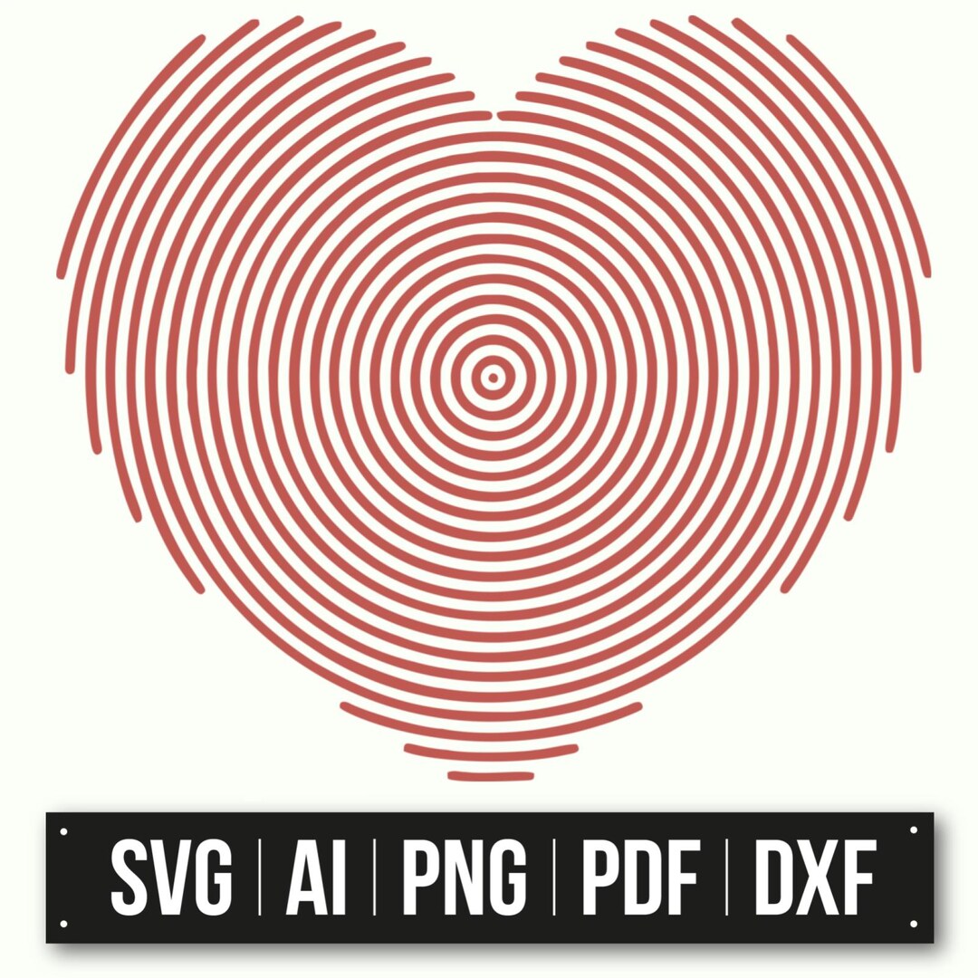Concentric Circles Heart Design | SVG Cut File | Laser Cut Design ...