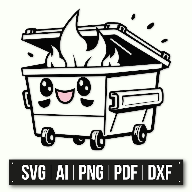 Cute Dumpster Fire SVG, Instant Download | Laser Engrave Cut Print ...