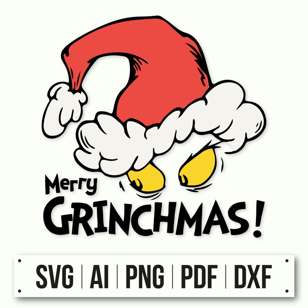 Grinch Eyes and Santa Hat | Grinch Face Svg | Grinch Face Silhouette ...