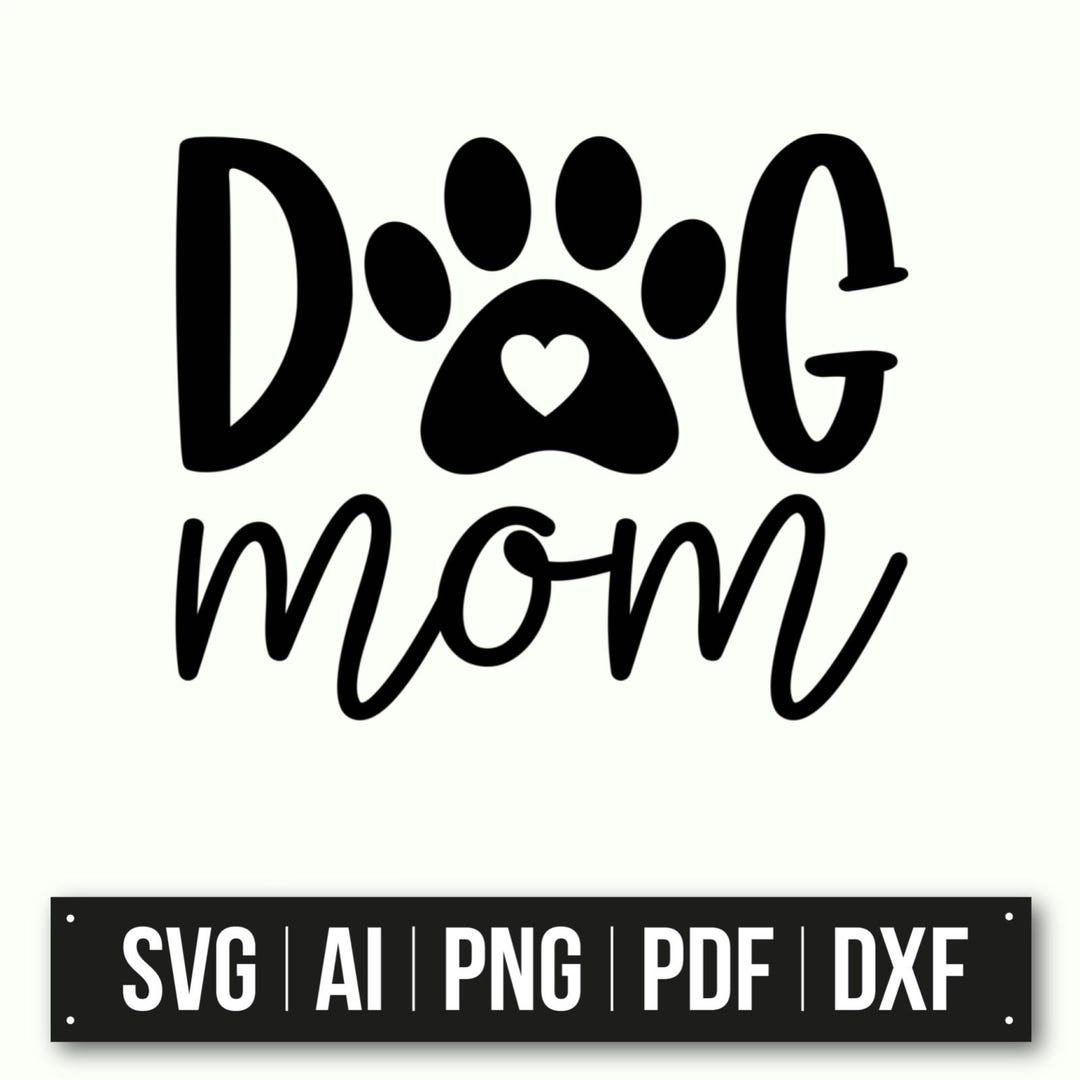 Dog Mom Calligraphy Design | Instant Download | Heart Paw Print Art ...