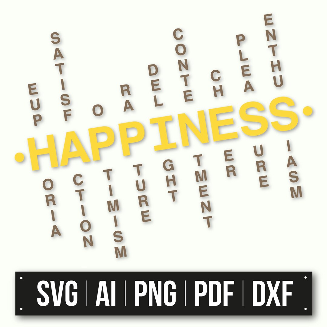 Word Art Puzzle: HAPPINESS SVG | Inspirational Quote Svg | Instant Download | Motivational Svg ...