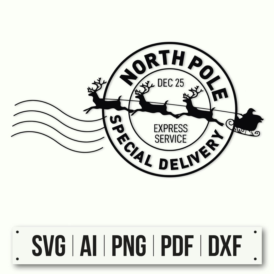North Pole Special Delivery Stamp SVG, Santa Mail SVG, Christmas Stamp ...