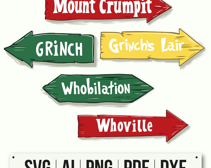 Grinch Direction Signs SVG | Bundle Street Sign Whoville SVG | Instant ...