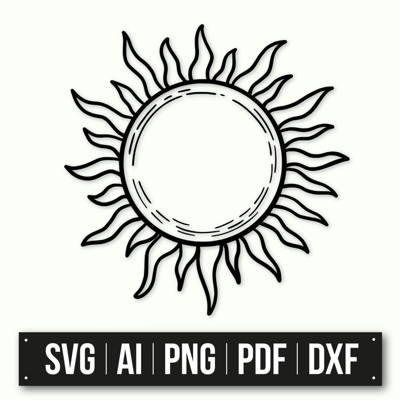 Sun Line Art SVG | Instant Download | Silhouette Clipart Sun | Line Art ...